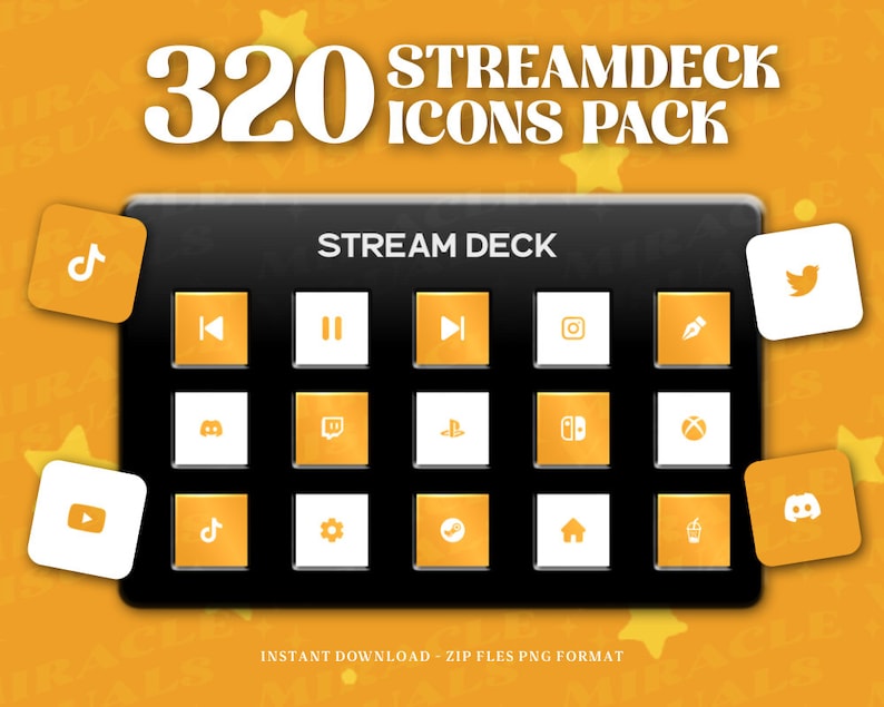 Orange Streamdeck Icon Set | 320 Orange Icon Pack for Elgato Steamdeck ...