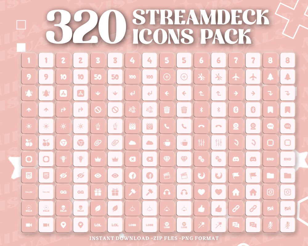 Pastelpink Streamdeck Icon Set 320 Pastelpink Icon Pack for - Etsy