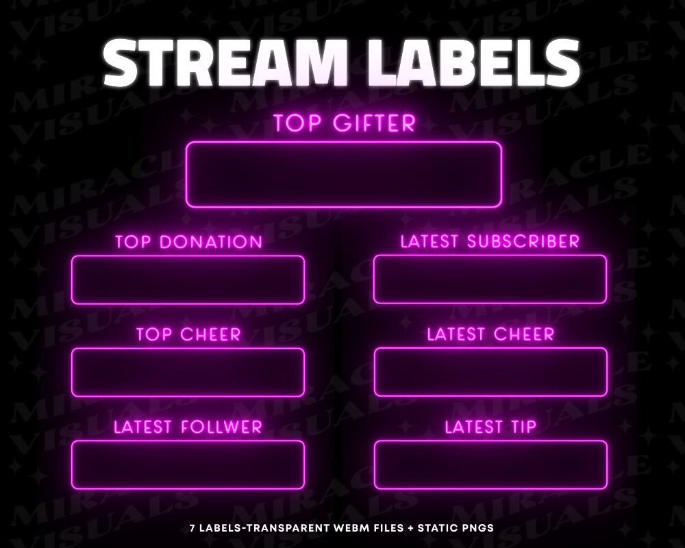 7 X Animated Neon Stream Labels / Neon / Twitchlabels / Purple - Etsy