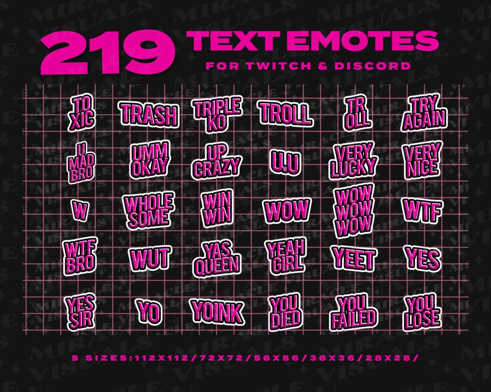 Twitch Text Pink Emotes / Discord Emotes Bundle / Meme Emotes / Funny ...