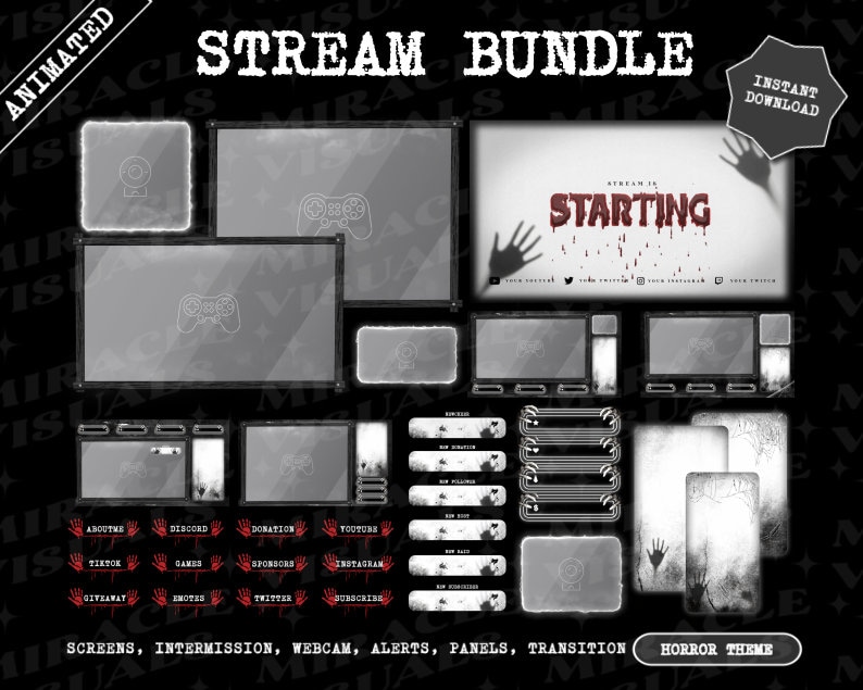 Animated Custom Twitch Package / Goth / Scary /bloody Screens for ...