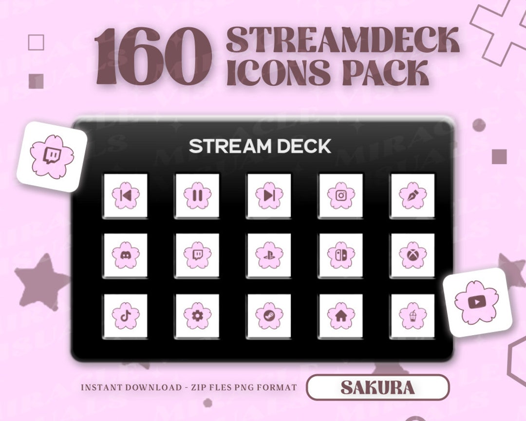 Sakura Streamdeck Icon Set | 160 Sakura Icon Pack for Elgato Steamdeck ...