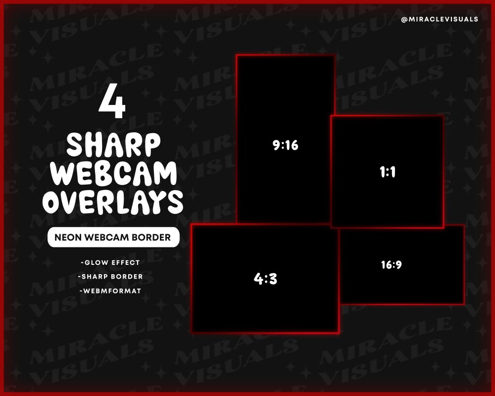 15 Animated Neon Red Webcam Overlay / Twitch Stream Border / Webcam ...