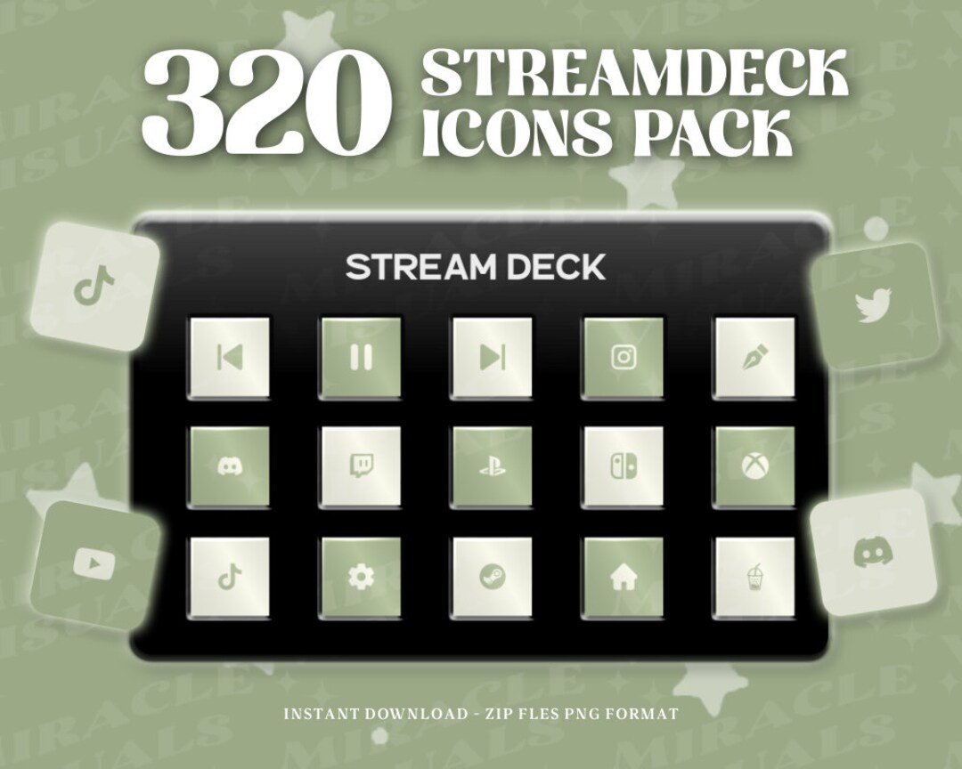 Sagegreen Streamdeck Icon Set | 320 Sagegreen Icon Pack for Elgato ...