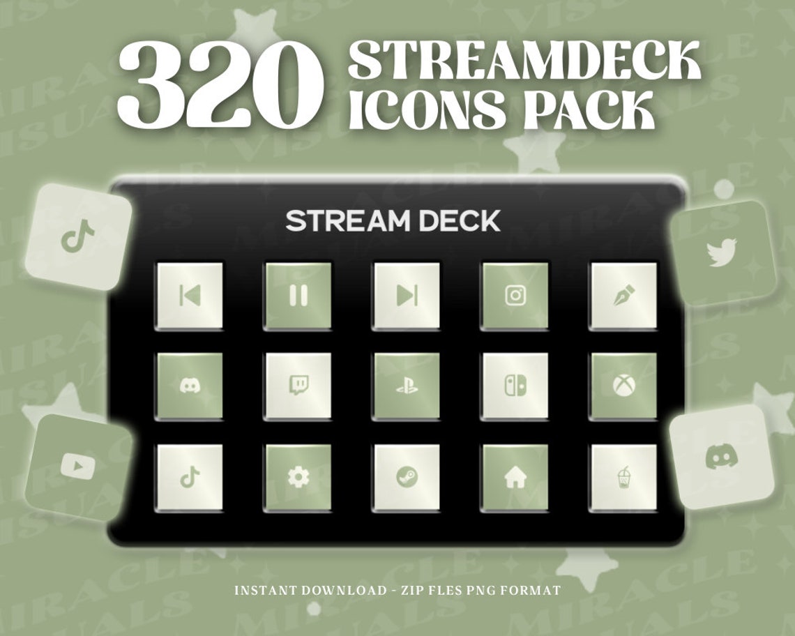 Sagegreen Streamdeck Icon Set 320 Sagegreen Icon Pack for Elgato ...