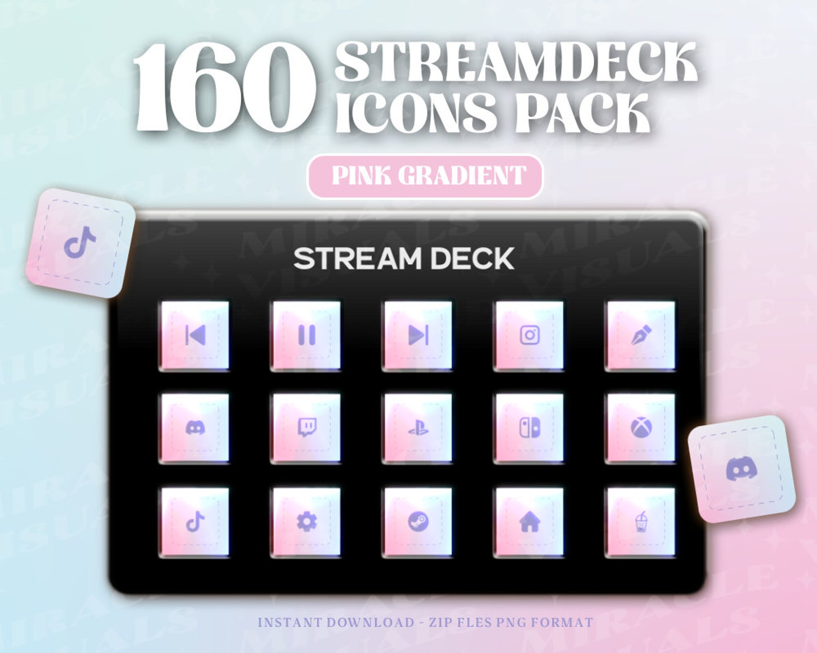 160 Pinkgradient Streamdeck Icon Set Icon Pack for Elgato - Etsy