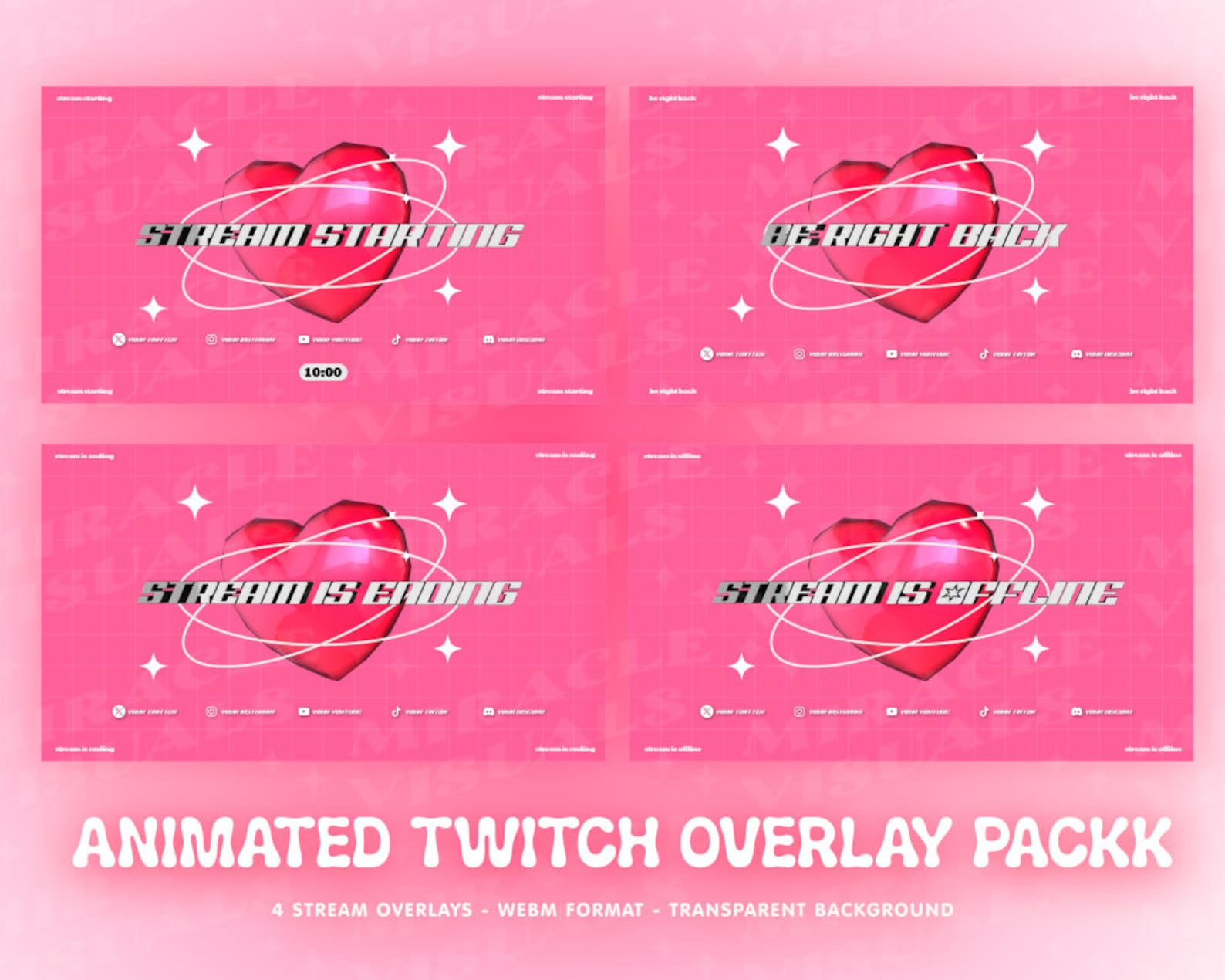 Cyber Y2k Animated Custom Twitch Overlays / Y2k / Cyber / Pink ...
