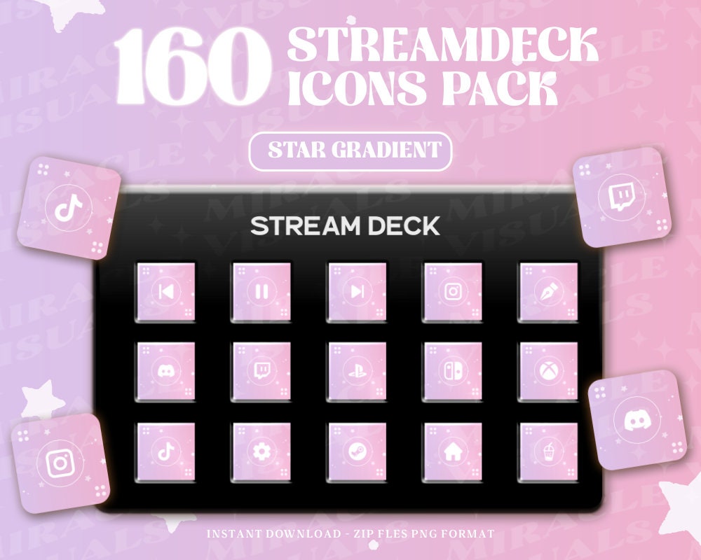 160 Pinkgradient Streamdeck Icon Set | Icon Pack for Elgato Steamdeck ...