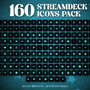 160 Neonblue Streamdeck Icon Set | 160 Neon Blue Icon Pack for Elgato ...