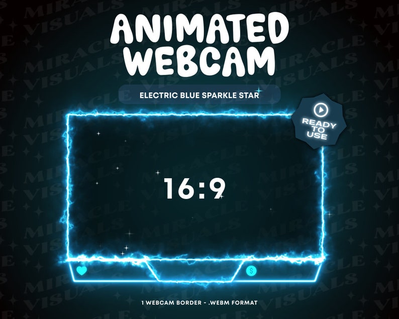 Animated Electric Blue Sparkle Star Webcam Overlay /16:9/ Neon ...