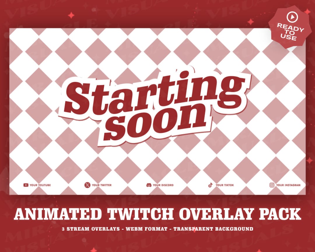 3 Animated Animestyle Red Twitch Overlays/ Pastel / Screens for Twitch ...
