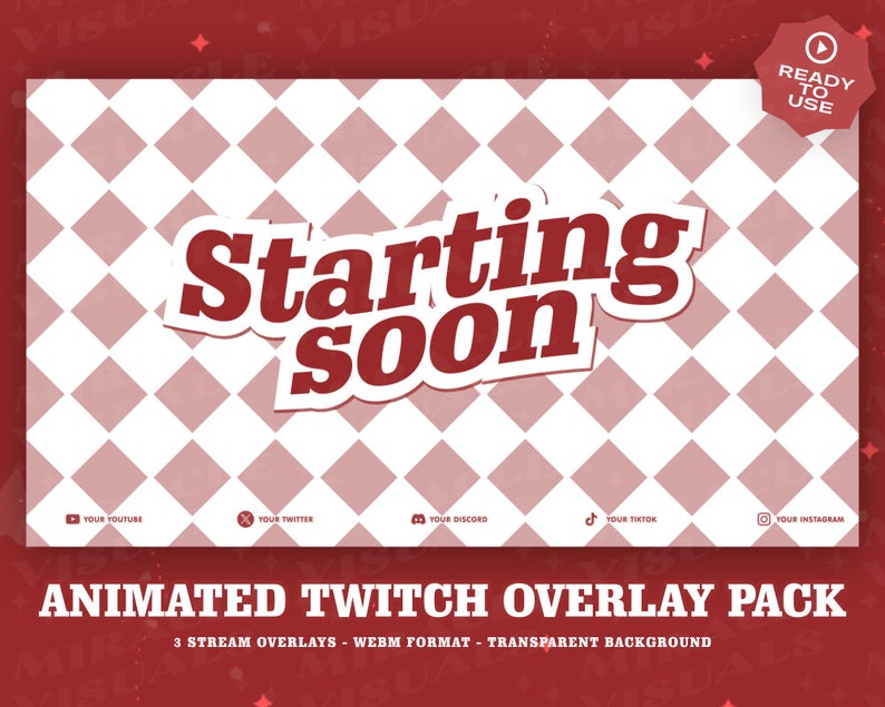 3 Animated Animestyle Red Twitch Overlays/ Pastel / Screens for Twitch ...