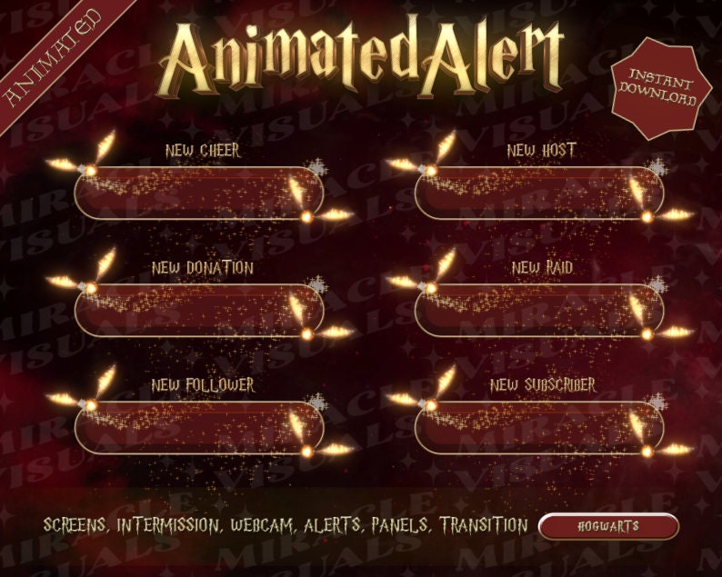 Animated Hogwarts Legacy Stream Package / Harry Potte / Twitch Overlays ...
