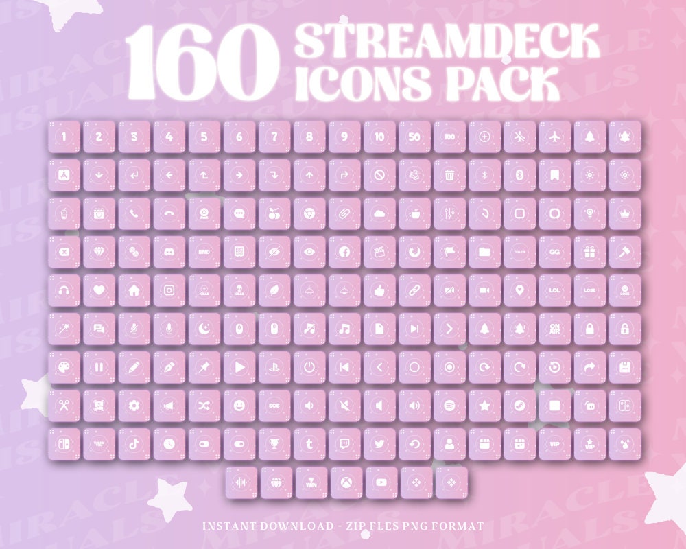 160 Pinkgradient Streamdeck Icon Set | Icon Pack for Elgato Steamdeck ...