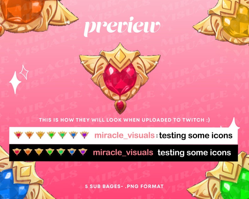 Twitch Sub Badge /diamond Metal /gemstones / Jewel Gem / Sailor Moo ...