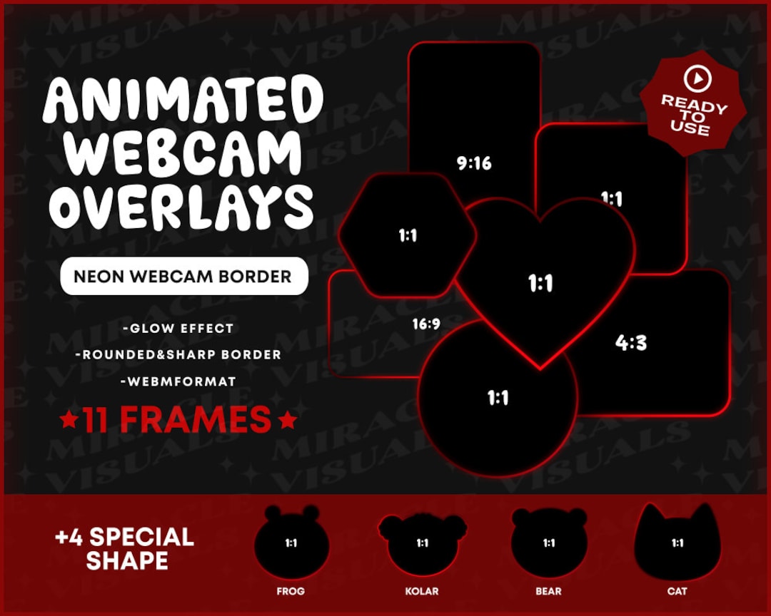 15 Animated Neon Red Webcam Overlay / Twitch Stream Border / Webcam ...