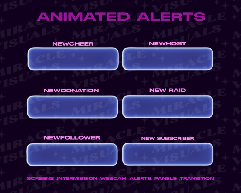 Animated Stream Package Neon Theme / Twitch Overlay / 4 X Animate ...