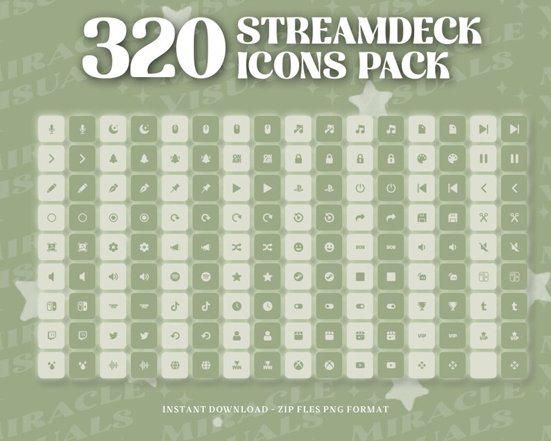 Sagegreen Streamdeck Icon Set | 320 Sagegreen Icon Pack for Elgato ...