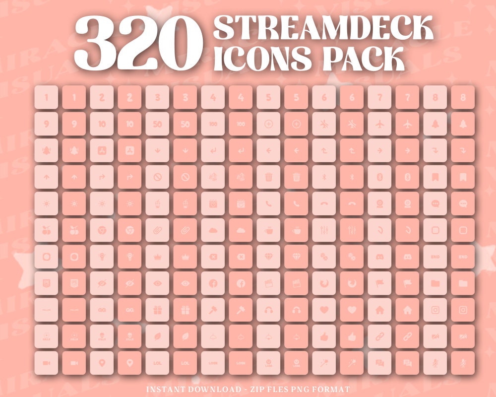 Pastel Pink Streamdeck Icon Set | 320 Pastel Pink Icon Pack for Elgato ...