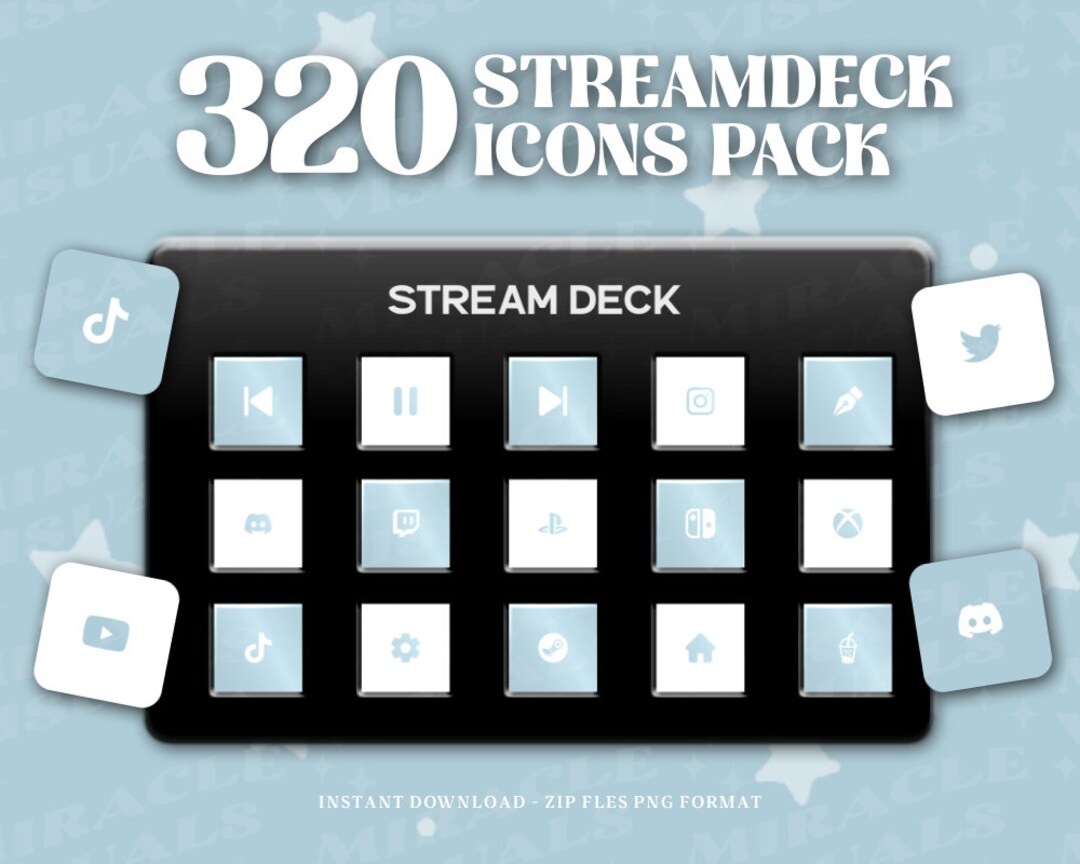 Pastel Blue Streamdeck Icon Set | 320 Pastelblue Icon Pack for Elgato ...