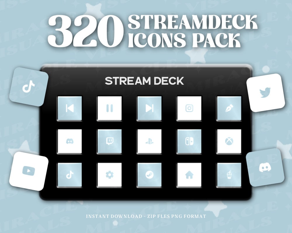 Pastel Blue Streamdeck Icon Set 320 Pastelblue Icon Pack for Elgato ...