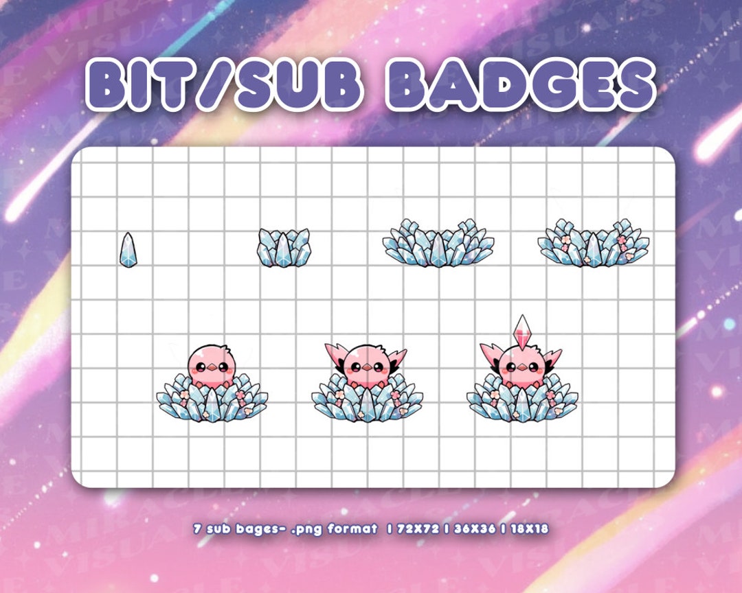 Twitch Sub Badge / Kawaii Bird Collection / Diamond / Flower / Twitch ...