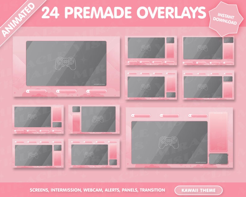 Animated Stream Package Pinkkawaii /twitch Overlay/4 X Animate - Etsy