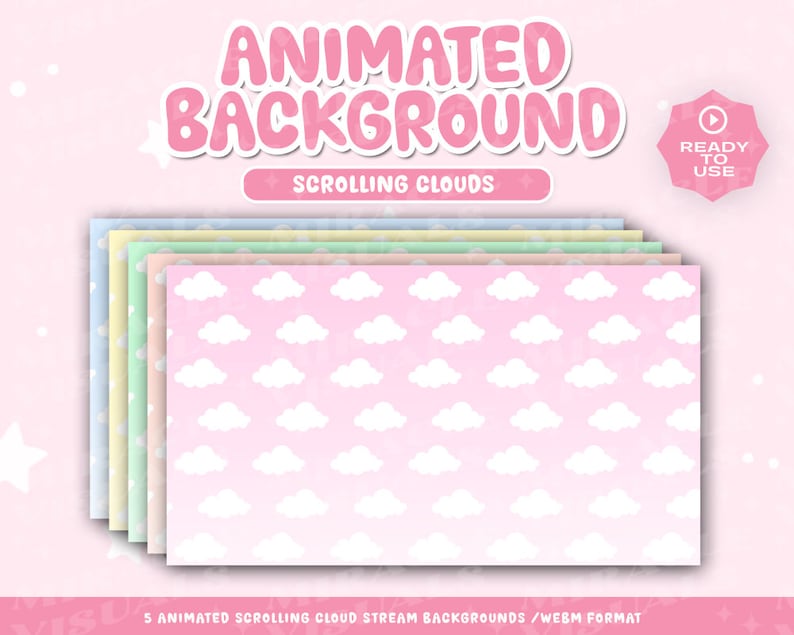 Cloud Animated Stream Background /pastel Color / Kawaii /cloud /add-on ...