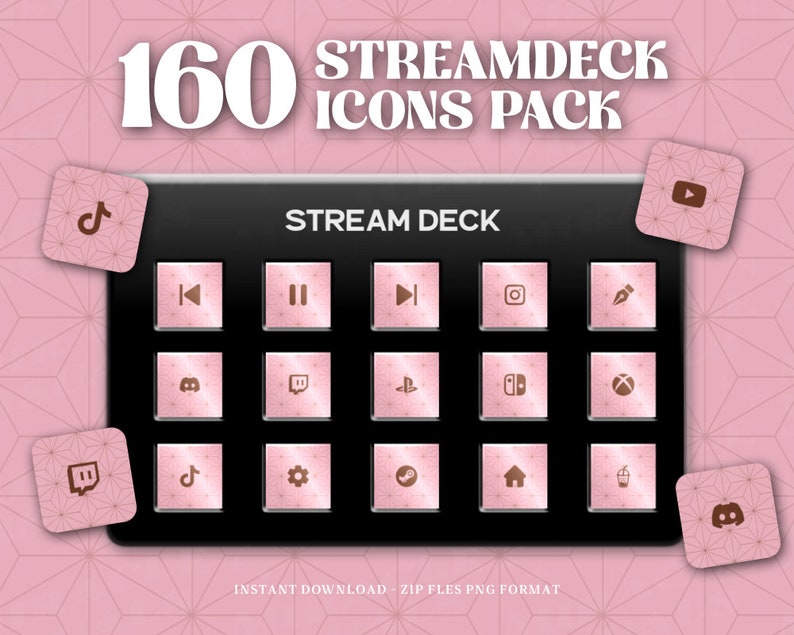 160 Pastelpink Streamdeck Icon Set | 160 Pastelpink Icon Pack for ...