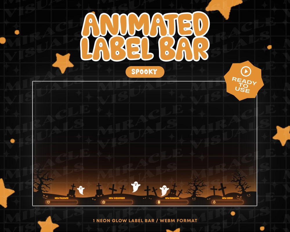 Halloween Animated Stream Label Bar / Spooky/ Kawaii / Ghost / Overlay ...