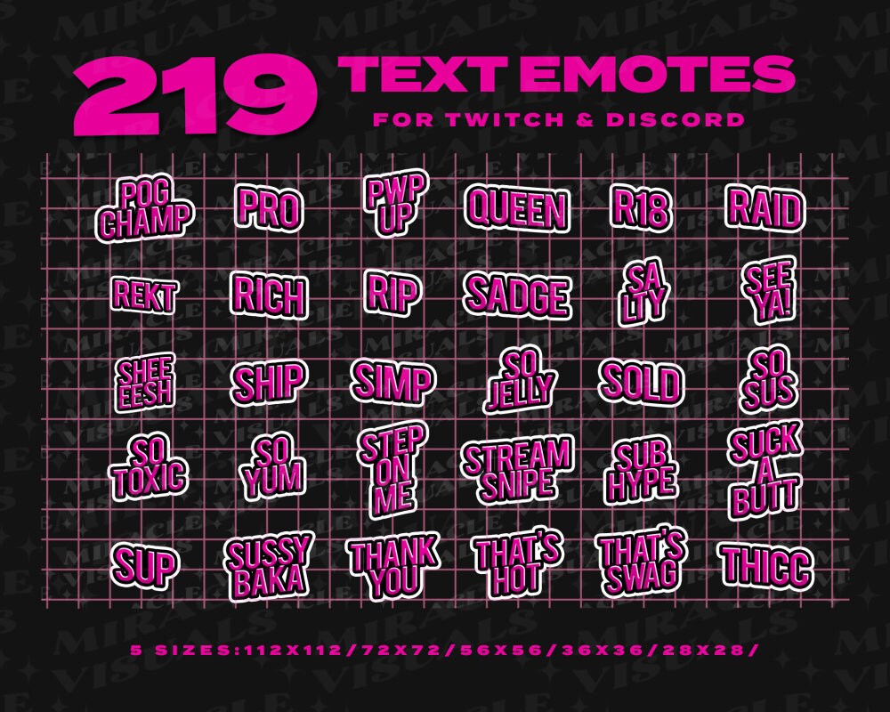 Twitch Text Pink Emotes / Discord Emotes Bundle / Meme Emotes / Funny ...