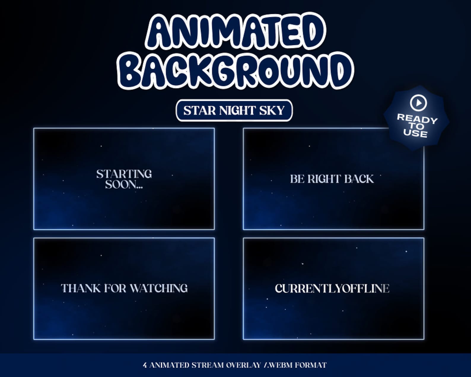 4 Animated Star Night Sky Screens for Twitch / Be Right Back / - Etsy