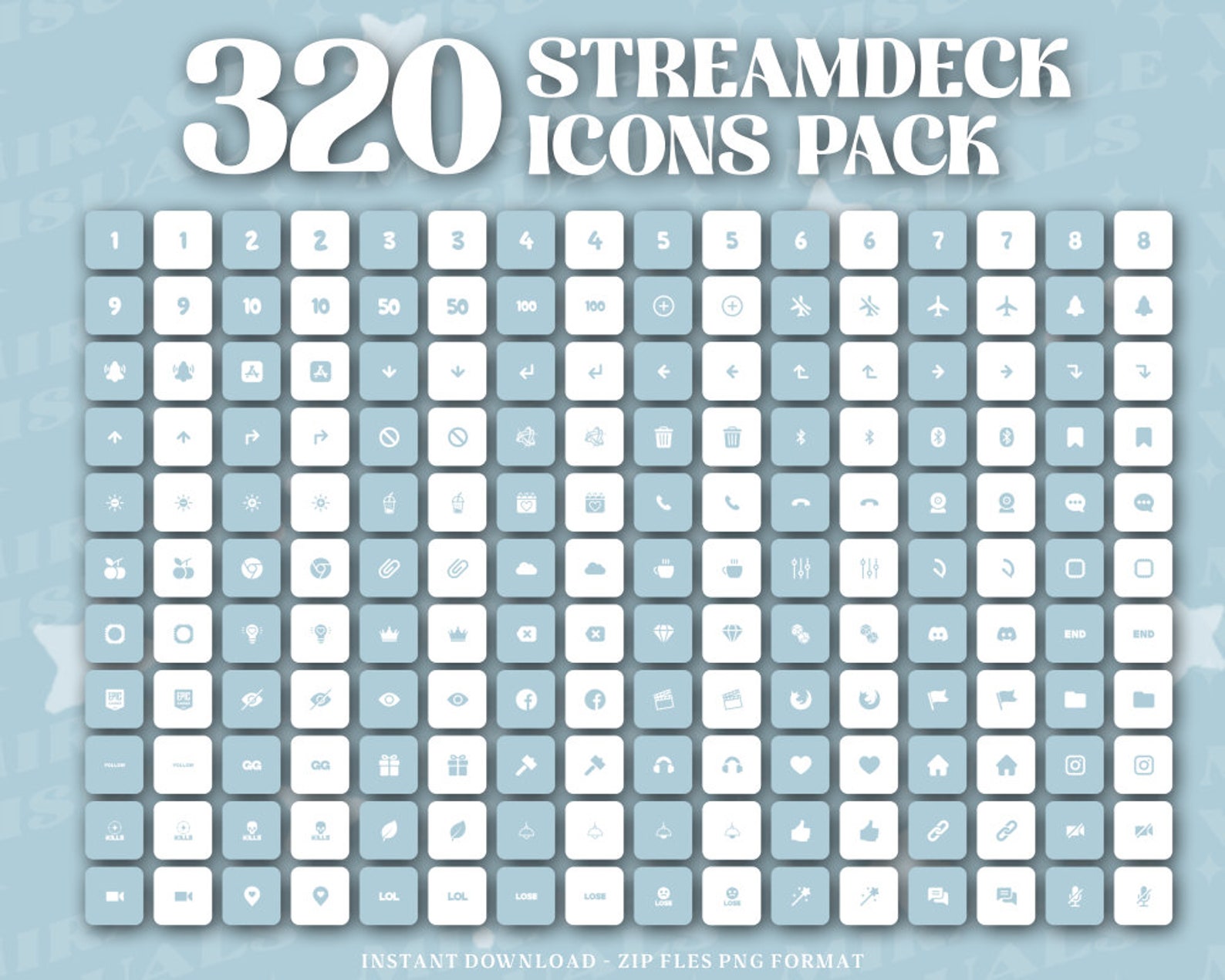Pastel Blue Streamdeck Icon Set 320 Pastelblue Icon Pack for Elgato ...