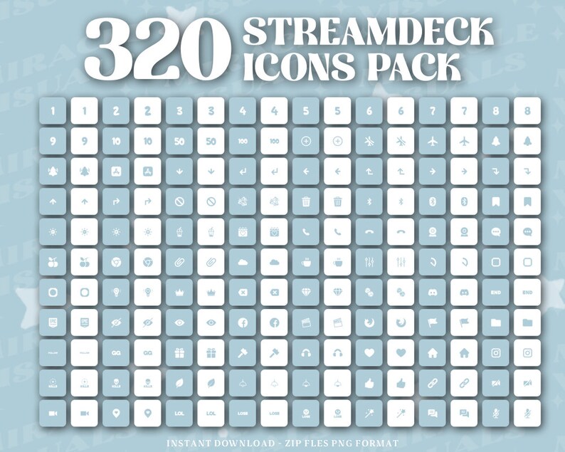 Pastel Blue Streamdeck Icon Set 320 Pastelblue Icon Pack for Elgato ...
