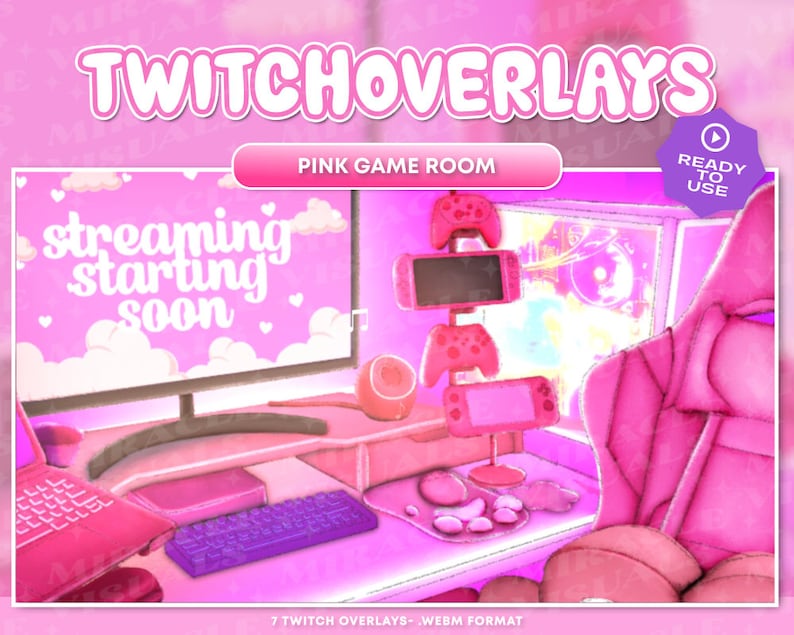 7 Animated Twitch Overlay Screens / Aesthetic Gaming Pc Room / Be Right ...