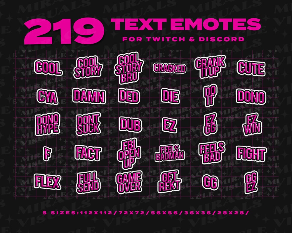 Twitch Text Pink Emotes / Discord Emotes Bundle / Meme Emotes / Funny ...