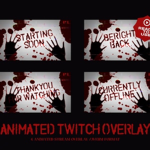 4 Animated Horror / Goth / Scary /bloody Screens for Twitch / Be Right ...