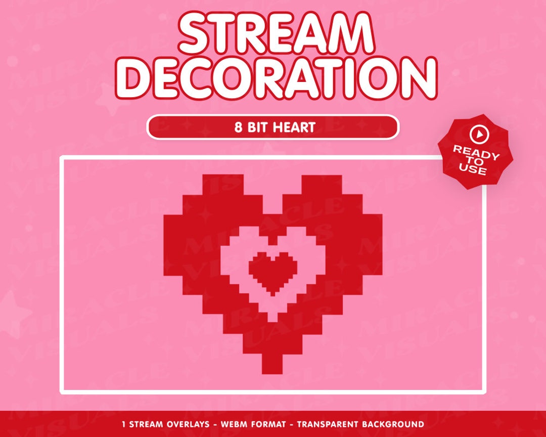 Twitch String Transition/ Red Pixel Hearts Transition / 8 Bit / Pixel ...