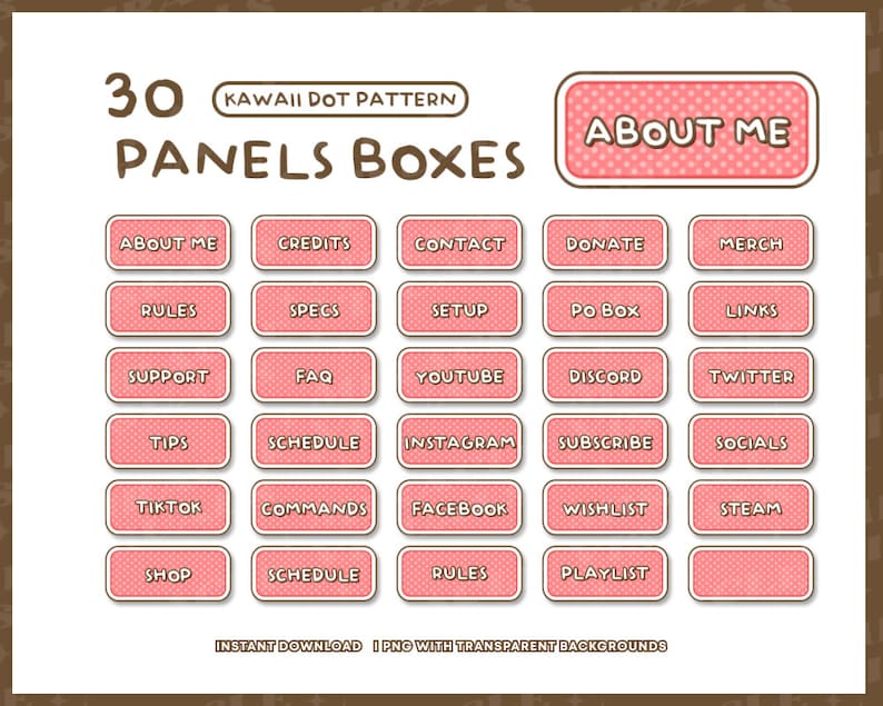 30 X Twitch Stream Kawaii Button Panels / Dot / Kawaii / - Etsy