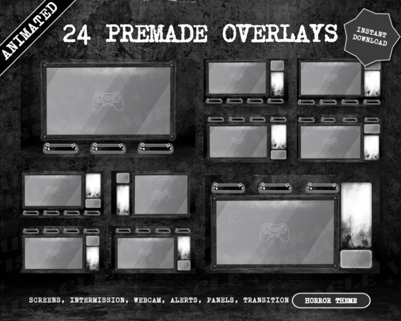 Animated Custom Twitch Package / Goth / Scary /bloody Screens - Etsy