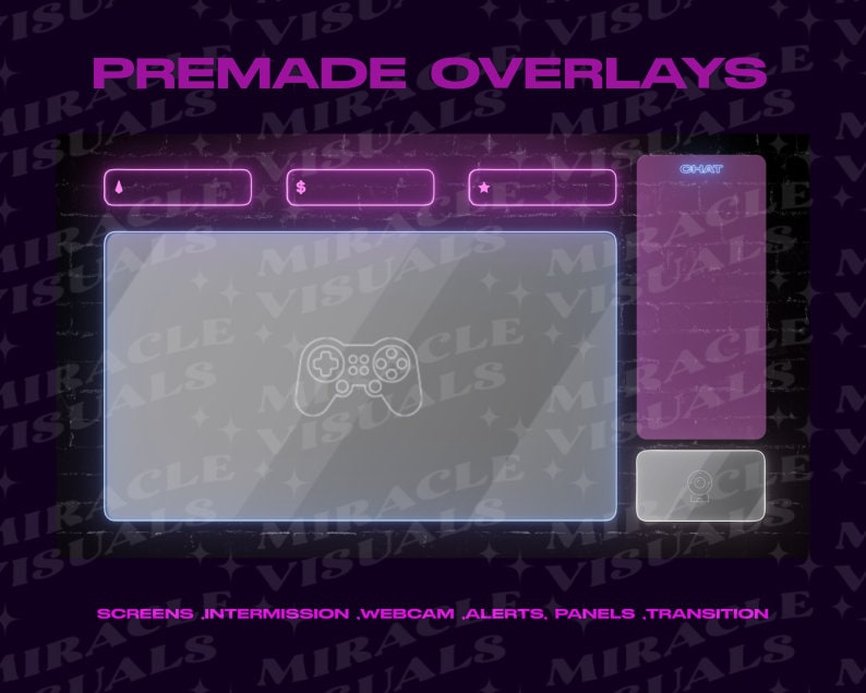 Animated Stream Package Neon Theme / Twitch Overlay / 4 X Animate ...