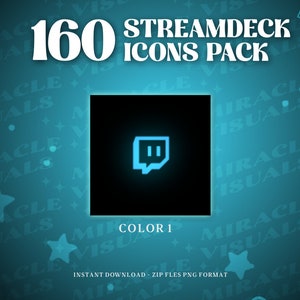 160 Neonblue Streamdeck Icon Set | 160 Neon Blue Icon Pack for Elgato ...