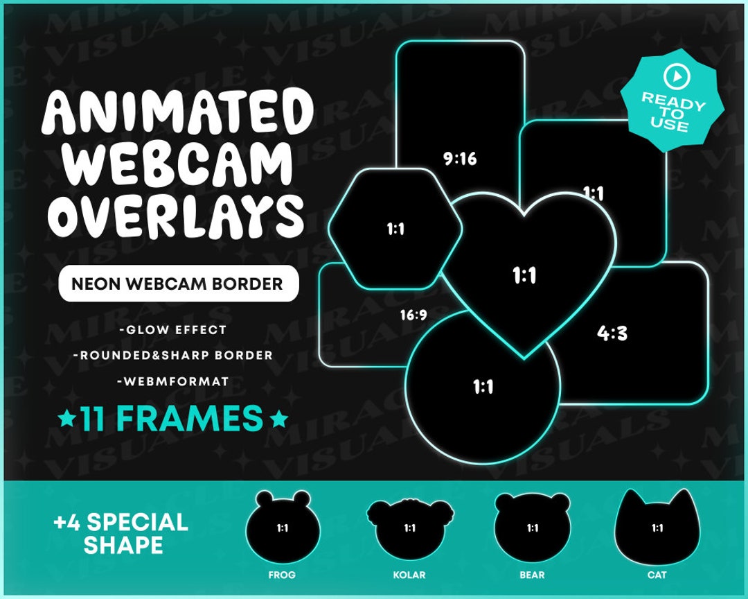 15 Animated Neon Blue Webcam Overlay / Twitch Stream Border / Webcam ...