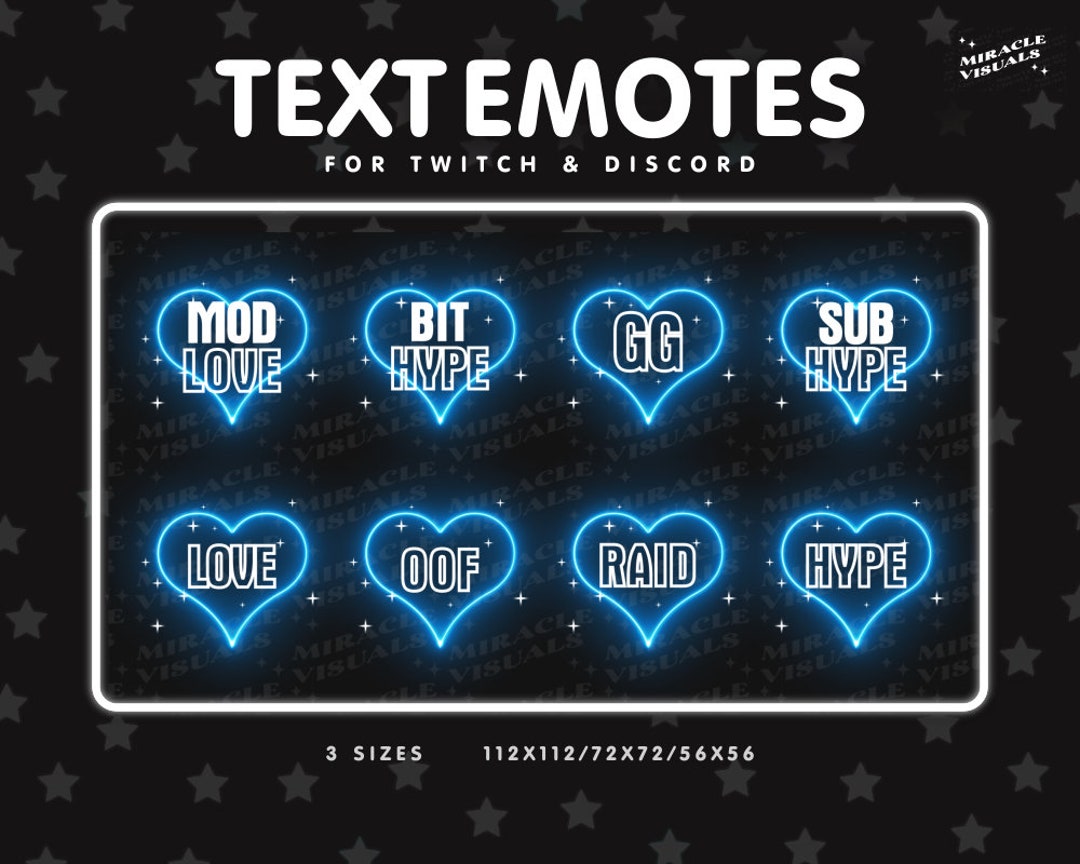 Blue Neon Heart Text Twitch Emote 8 Pack / Heart / Neon / Blue/ GG ...