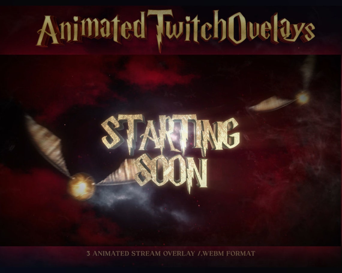 3 Animated Gryffindor Twitch Overlays/ Hogwarts Legecy Twitch /magic ...