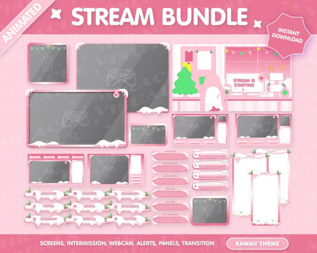 Animated Stream Package Pinkgamerroom/twitch Overlay/4 X Animate ...