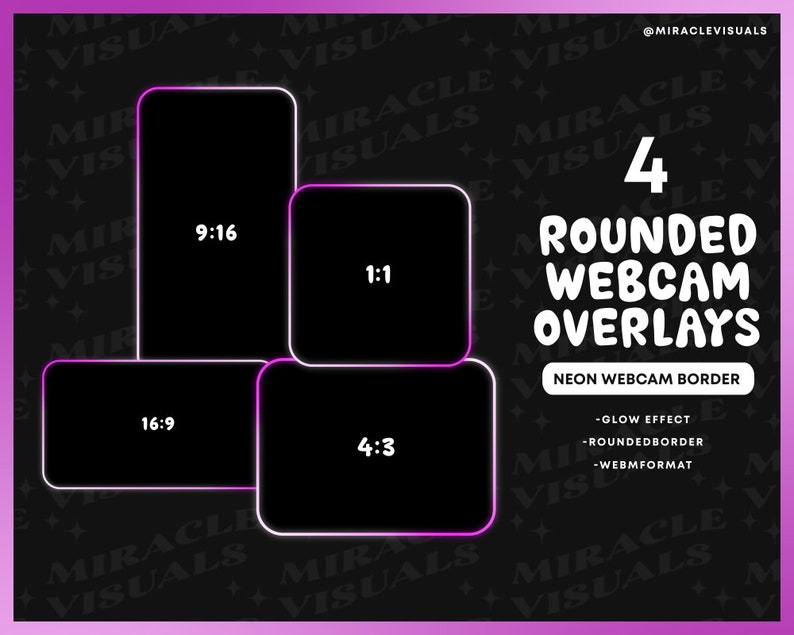 15 Animated Neon Pink Webcam Overlay / Twitch Stream Border / Webcam ...