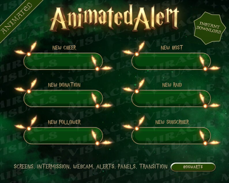 Animated Hogwarts Legacy Stream Package / Skytherin /harry Potte ...