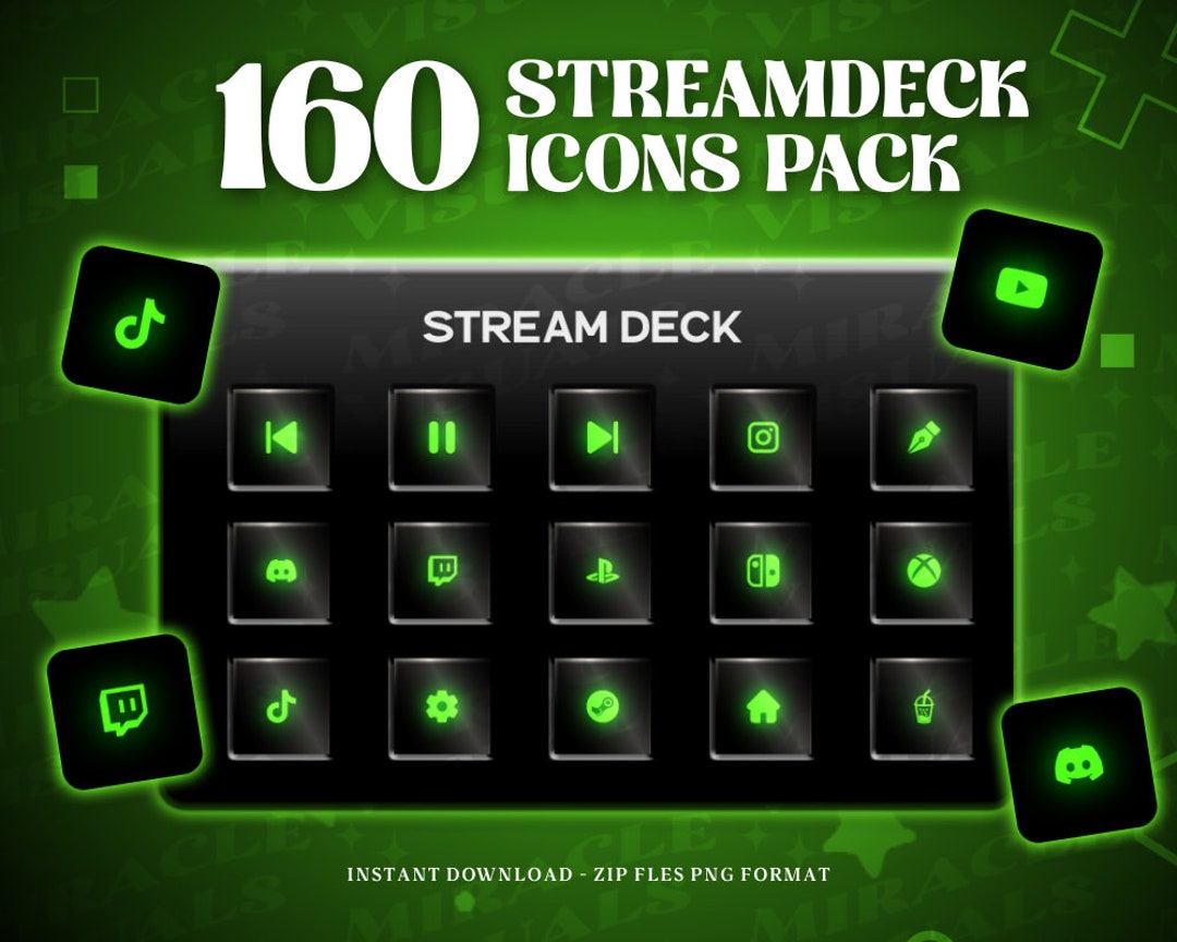 160 Neongreen Streamdeck Icon Set | 160 Neon Pink Icon Pack for Elgato ...