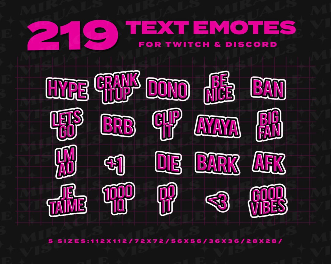 Twitch Text Pink Emotes / Discord Emotes Bundle / Meme Emotes / Funny ...